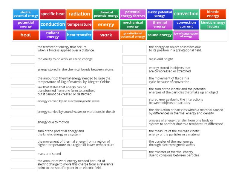6th Grade Physical Science Review - Une las parejas