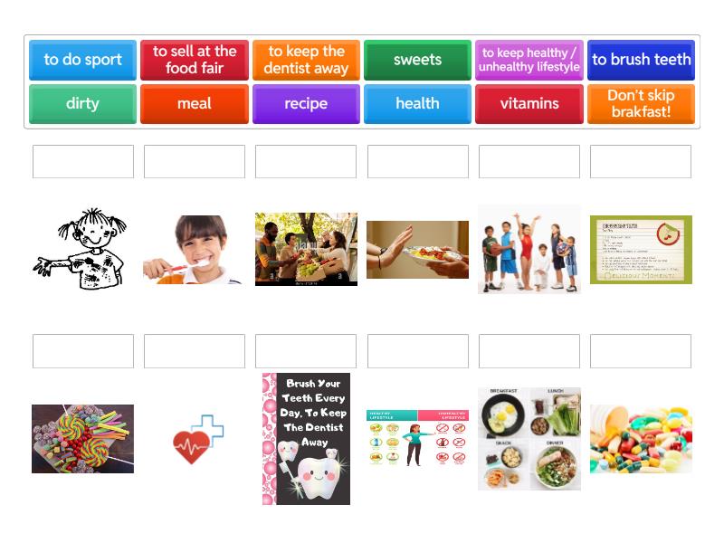 healthy lifestyle unit 1 vocabulary - Match up