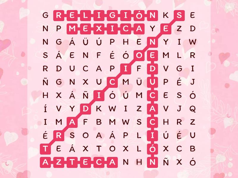 El imperio Azteca - Sopa de letras