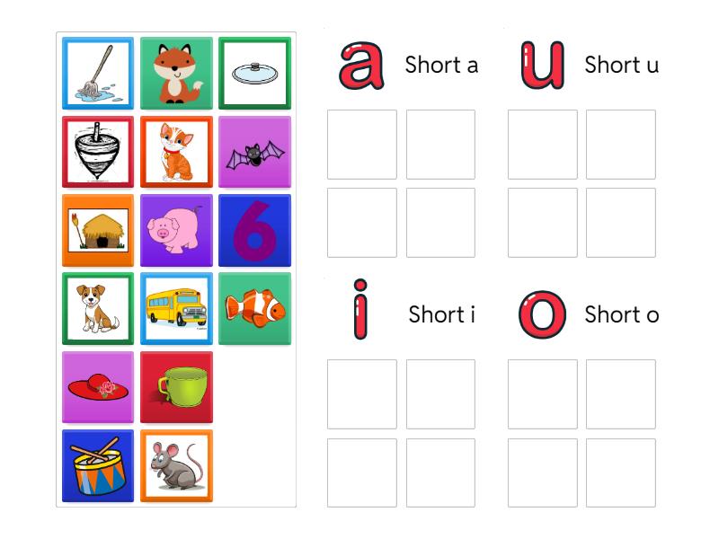 Short Vowels Sound Sorting game - Group sort