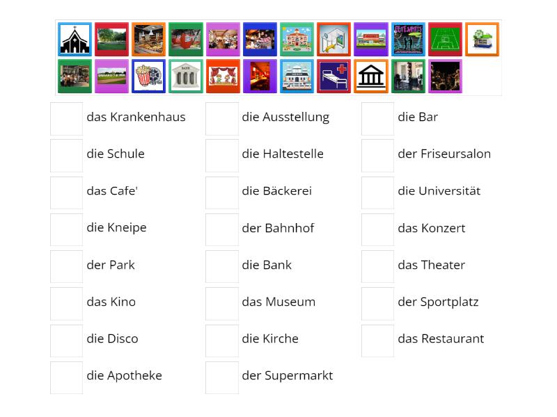 Wortschatz -die Orte In der Stadt - Abbinamenti
