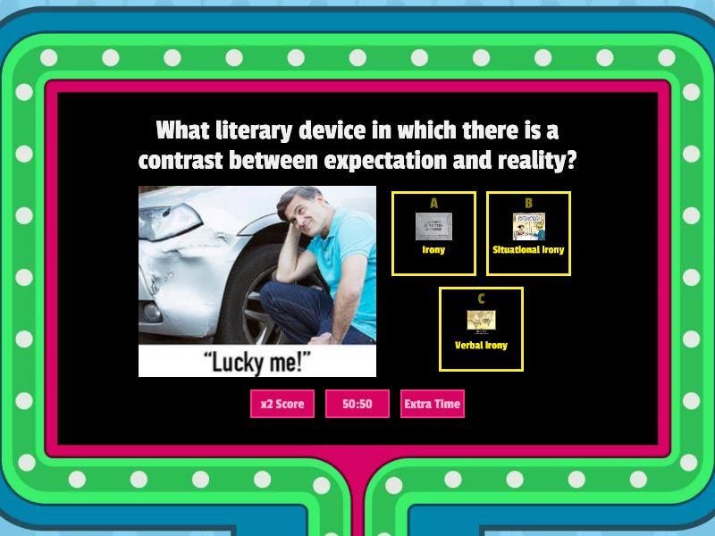Distinguish the various types of irony - Gameshow quiz