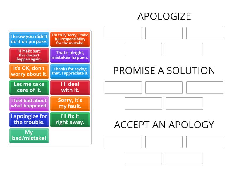 My bad! (making and accepting apology) - Group sort