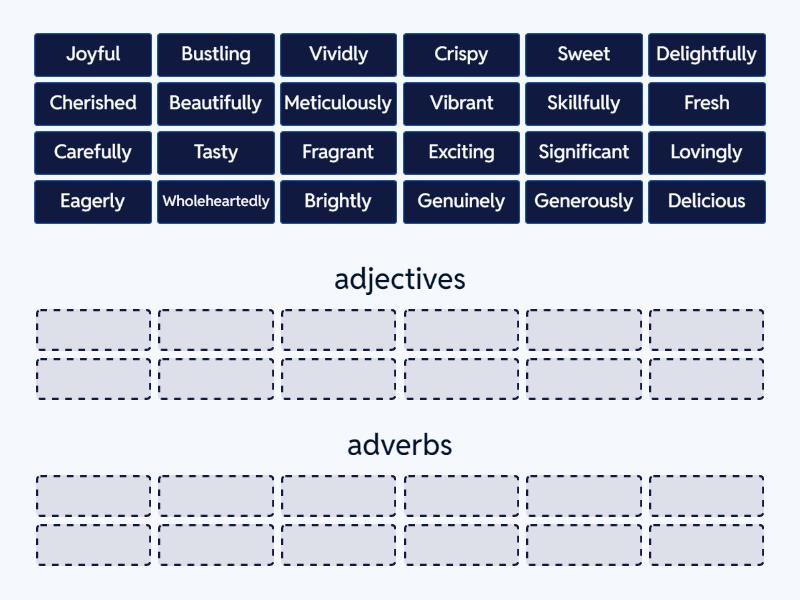 Adverbs and adjectives sorting - Group sort