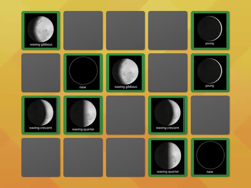 Moon Phases Matching Game - Matching pairs