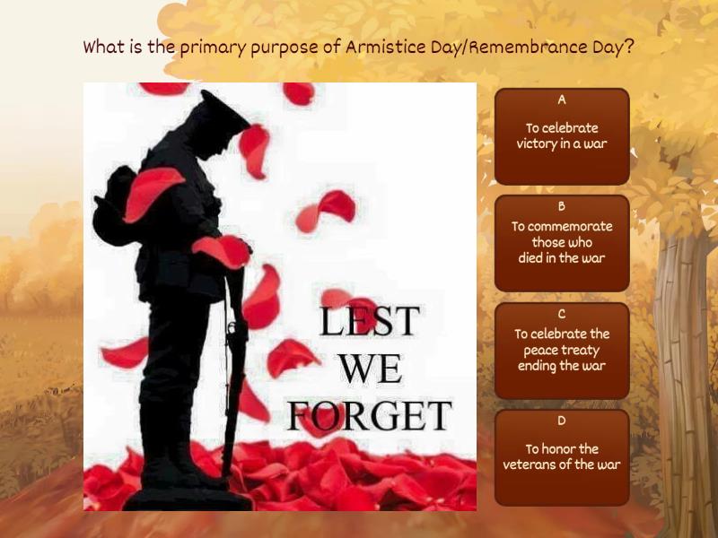 Armistice Day/Remembrance Day - Quiz