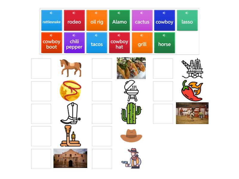 Texas vocabulary level 1 - Match up