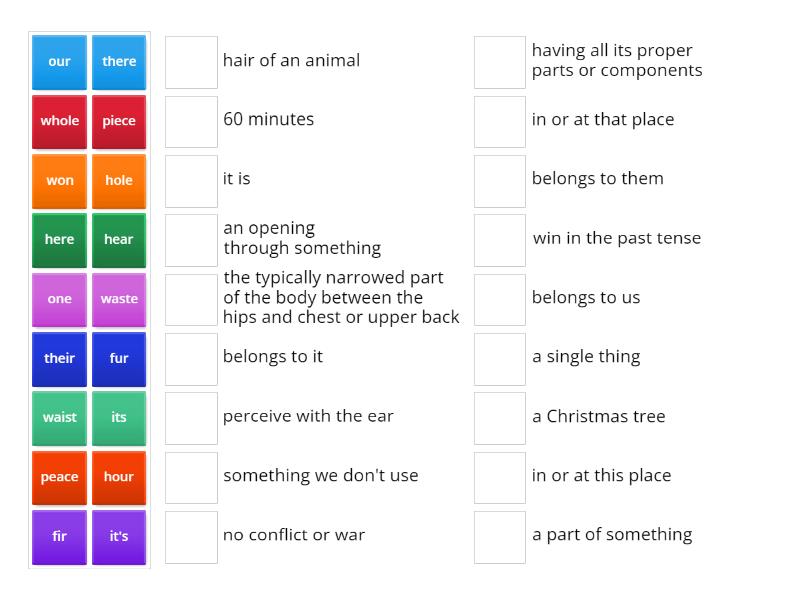 Homophones 2 - Match up