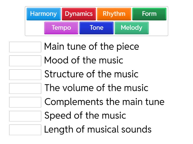 7 Elements of Music - Match up
