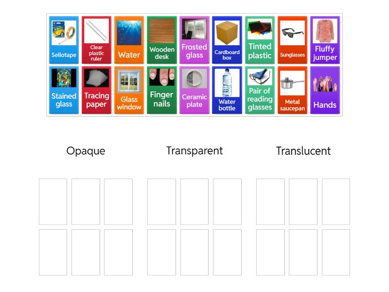 Transparent, Translucent and Opaque - Group sort