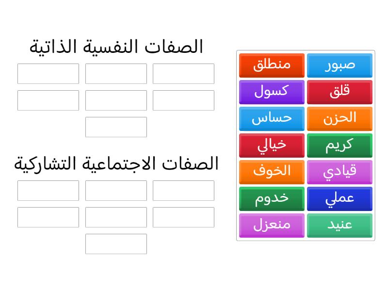 تعرف الصفات النفسية والاجتماعية - فرز المجموعات