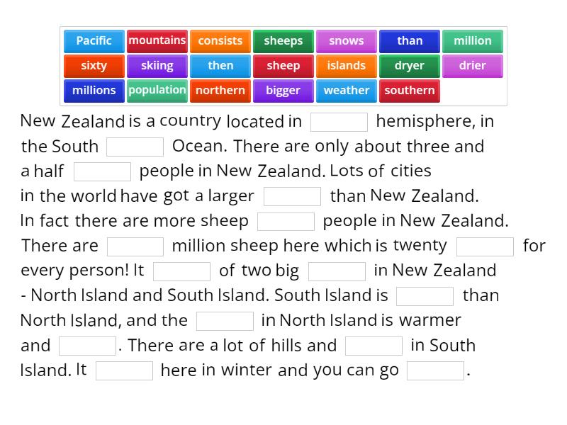 New Zealand - Complete the sentence