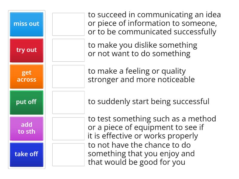 Gold Experience - B2 - Unit 1 - Phrasal verbs - Associação