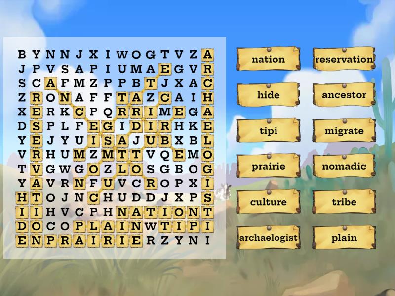 Plains Indians - Wordsearch