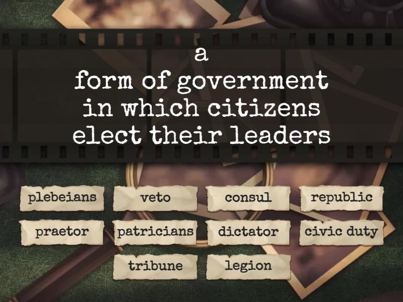 Grade 6 - Social Studies - Ch 11 Rome Lessons 1 & 2 - Find the match