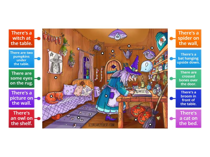 Describing a picture; There is/are; Prepositions of place; Halloween_KB ...