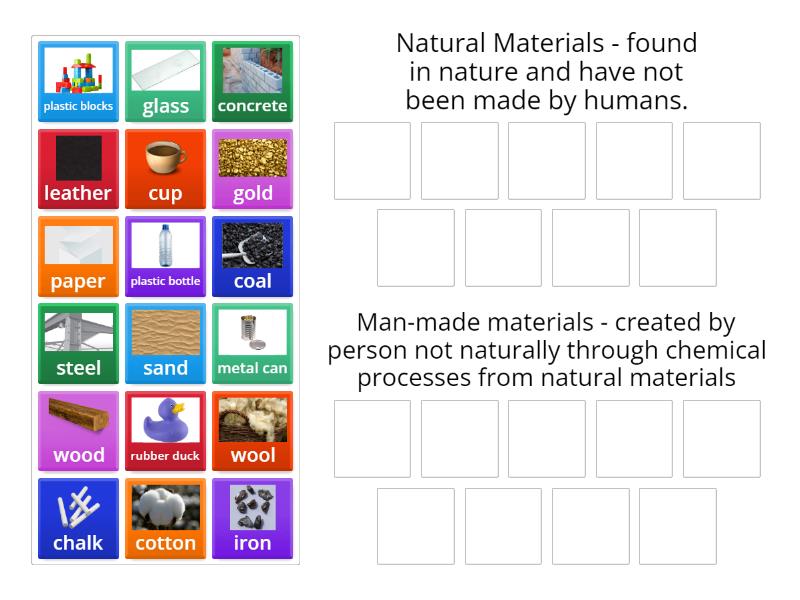 Natural vs Man-Made materials - Group sort