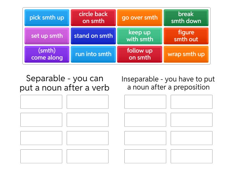 Separable/inseparable phrasal verbs - Group sort