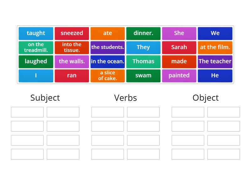 Subject-verb-object sentences - Group sort
