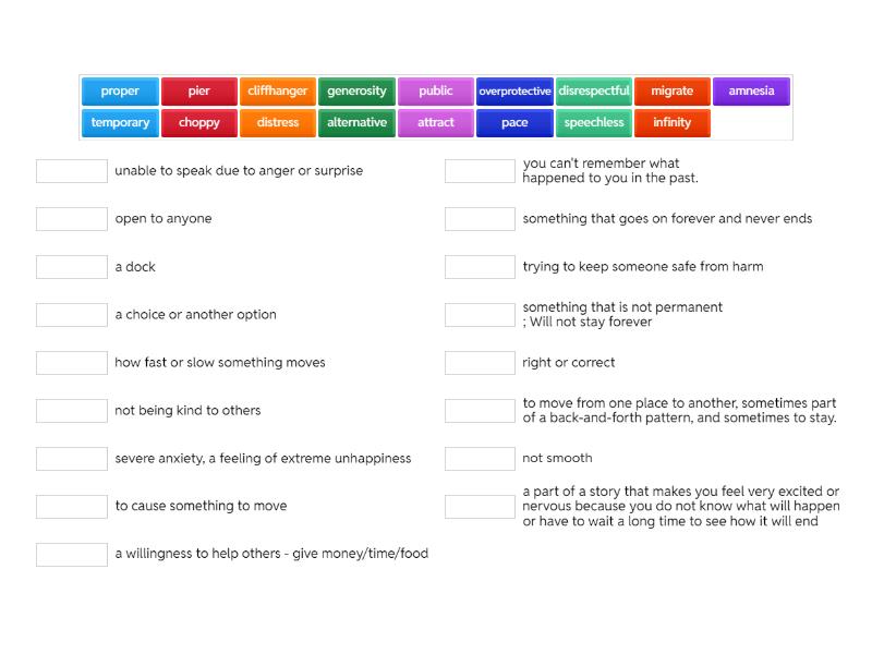 6 minute podcast Ep 1-7 Vocabulary - Match up