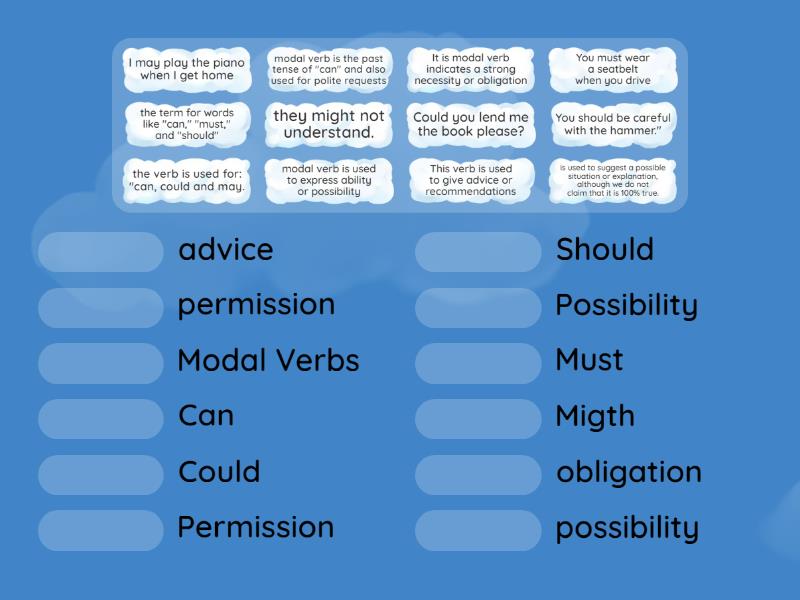 Modal verbs - Match up