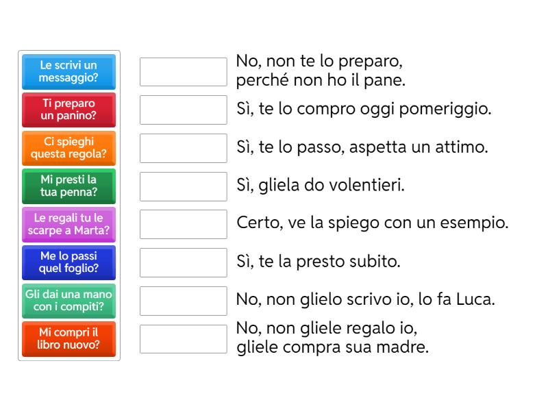 pronomi doppi presente - Match up
