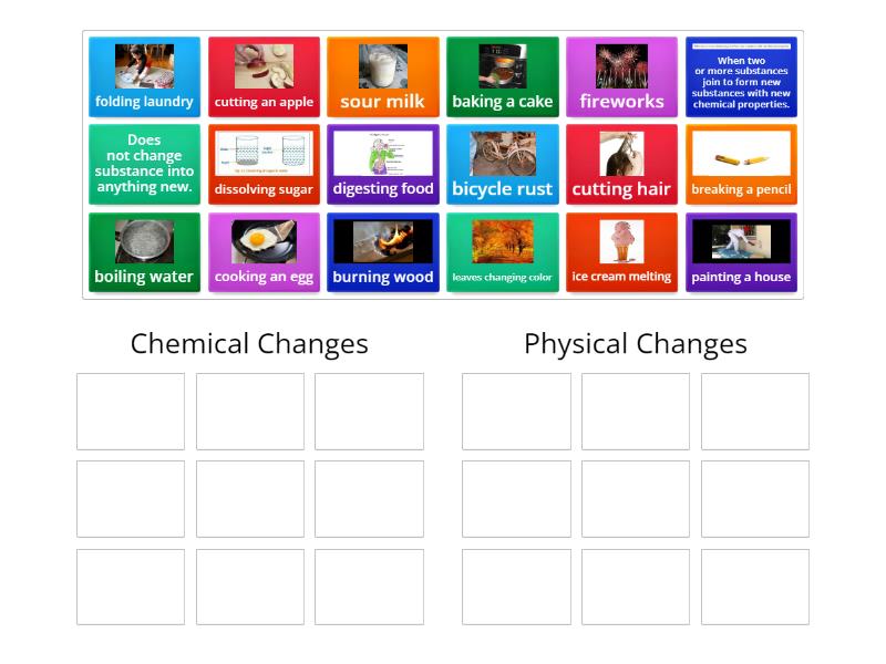 Chemical and Physical Changes Sort - Group sort
