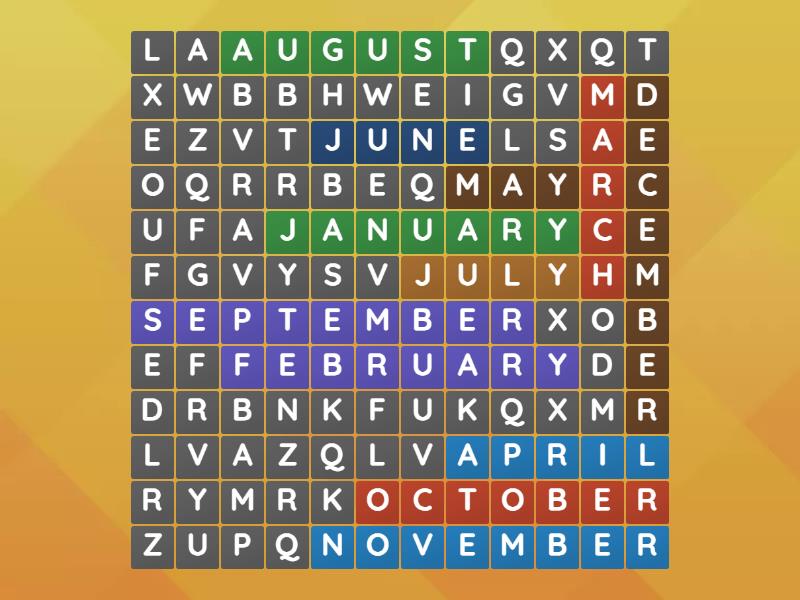 Months of the year - Wordsearch