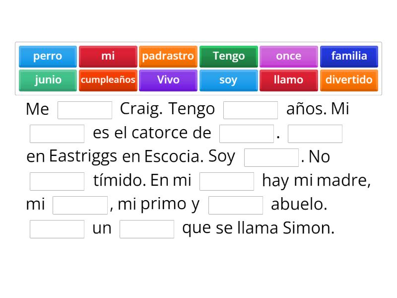 Todo sobre yo - Complete the sentence
