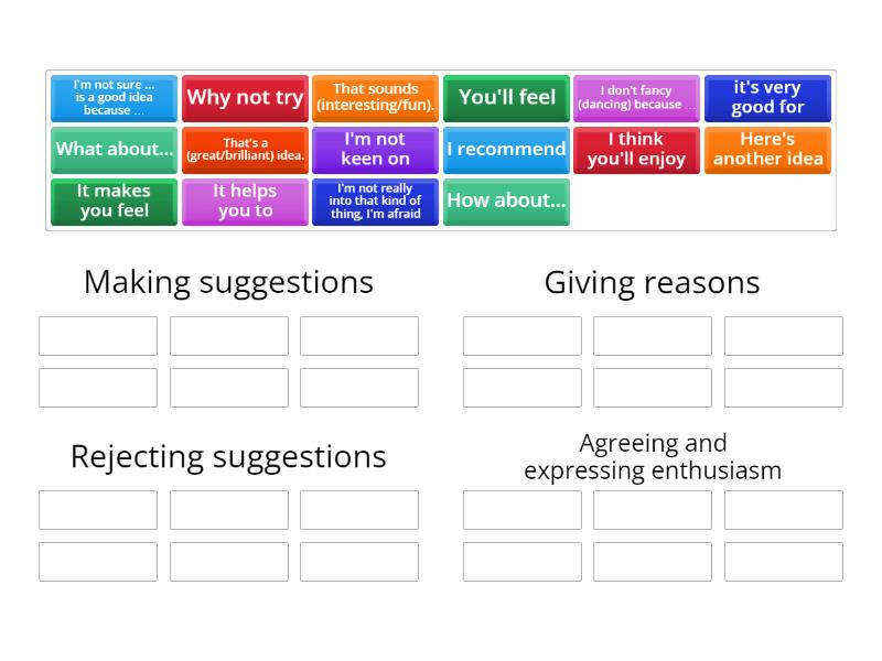 Suggestions (making and responding) - Group sort