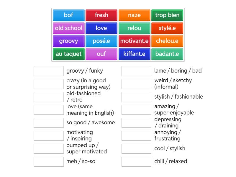 Describing songs informal - Match up