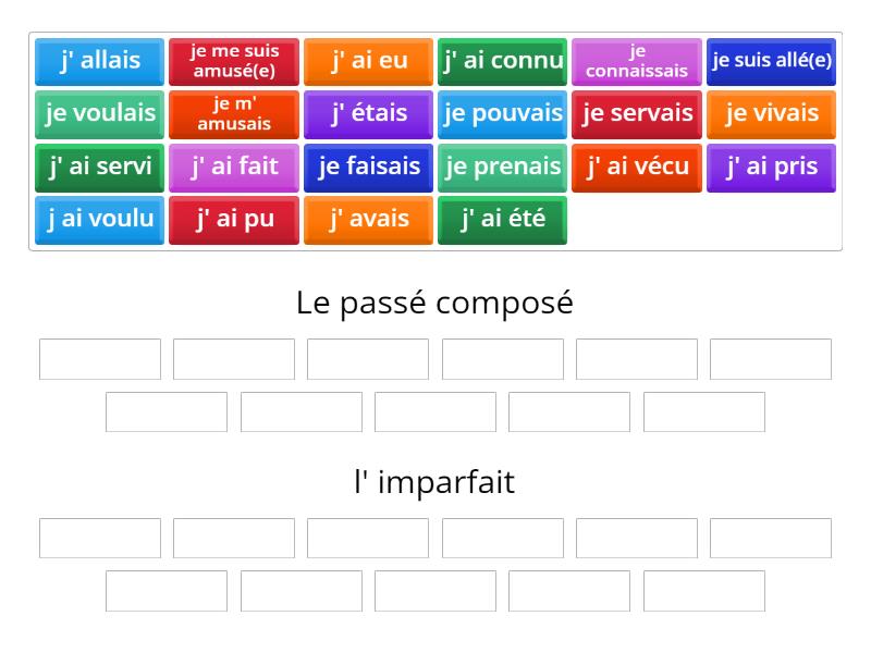 4V Imparfait vs passé composé - Group sort