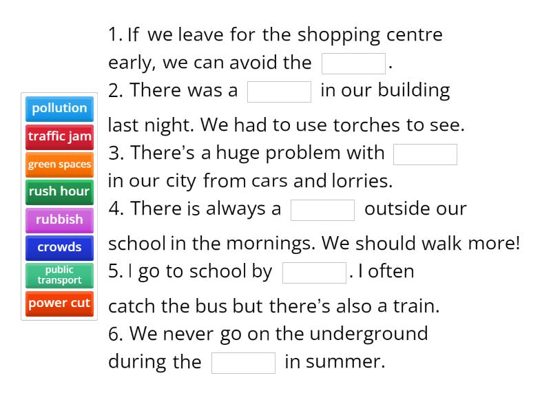 Kids B1. City life. Vocabulary 2. - Complete the sentence