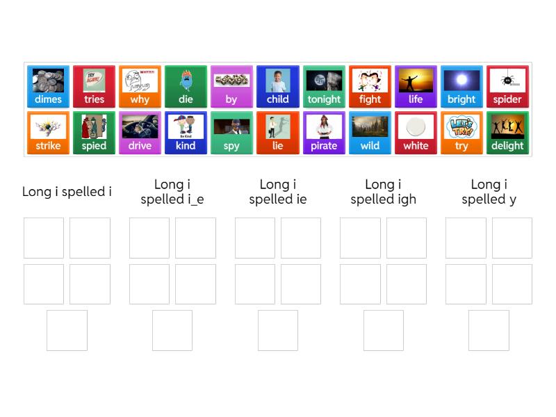 Long i Spelled ( i, i_e, ie, igh, y) - Group sort