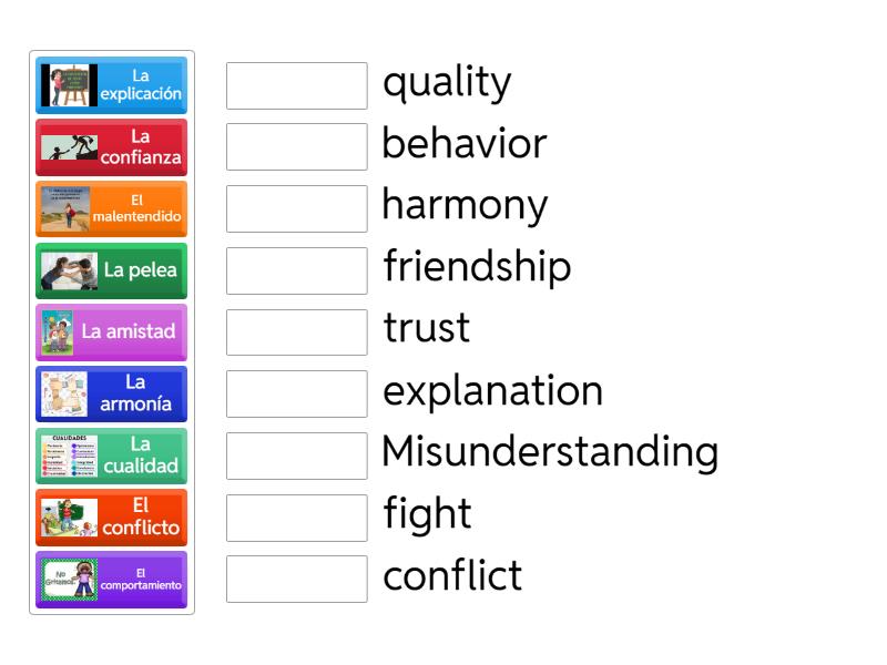 ¿Cómo te llevas con los demás? Utilizando sustantivos - Une las parejas