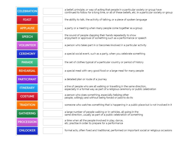 WEEK 6 - VOCABULARY REVIEW - Match up
