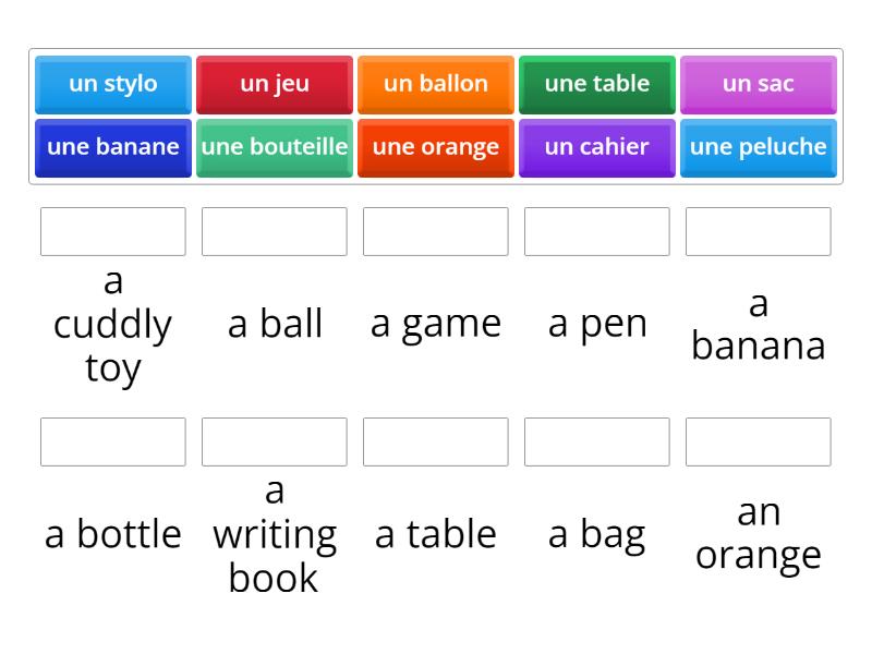 les noms trouvez les paires - Match up