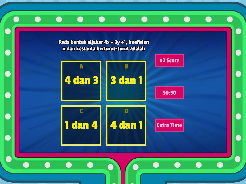 kuis Unsur-unsur Aljabar - Gameshow quiz