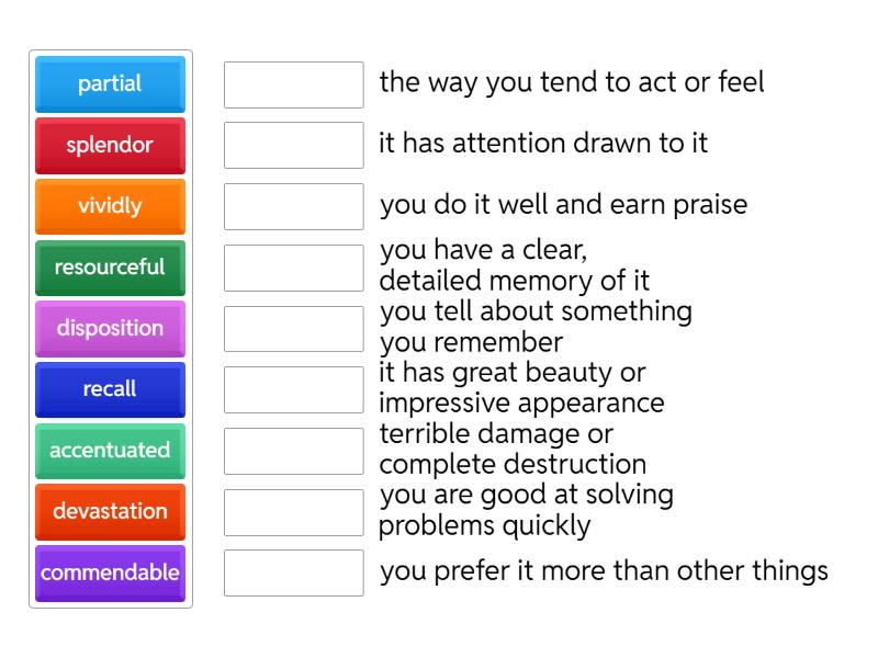 Thunder Rose Vocabulary - Match up