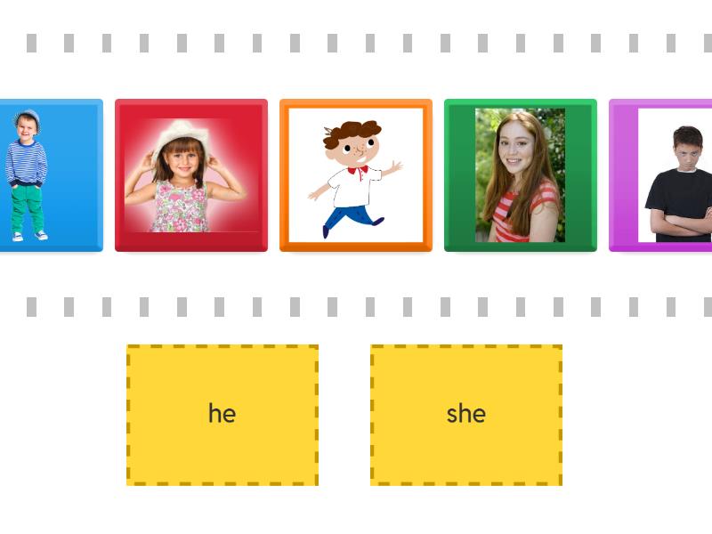 pronouns he, she - Speed sorting