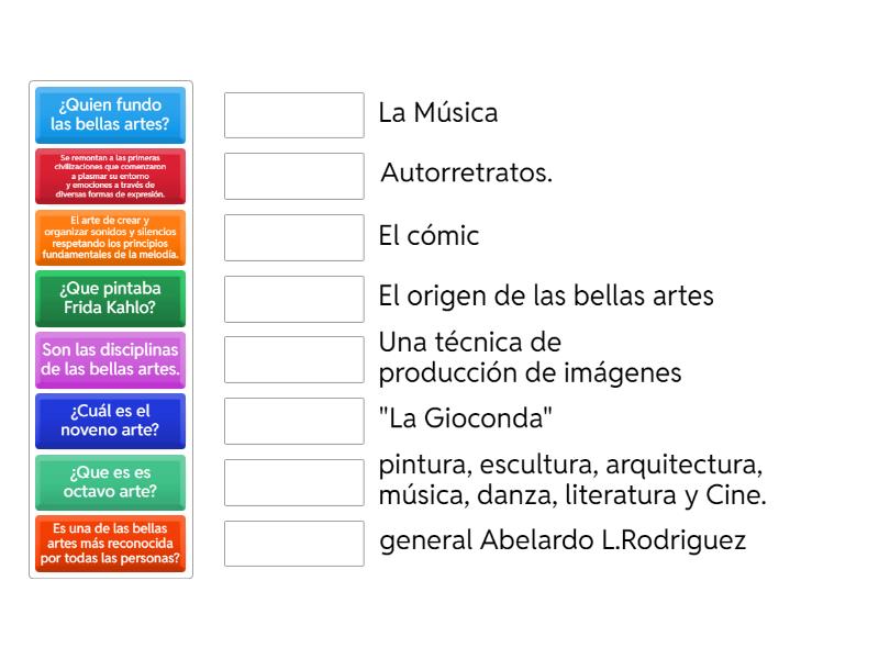 Cuestionario: Las bellas artes - Match up