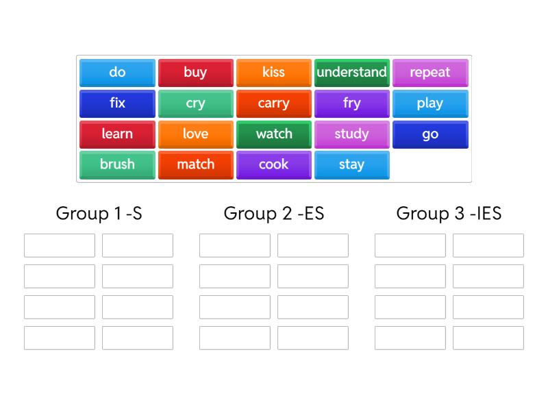 Present Simple Endings - Group sort
