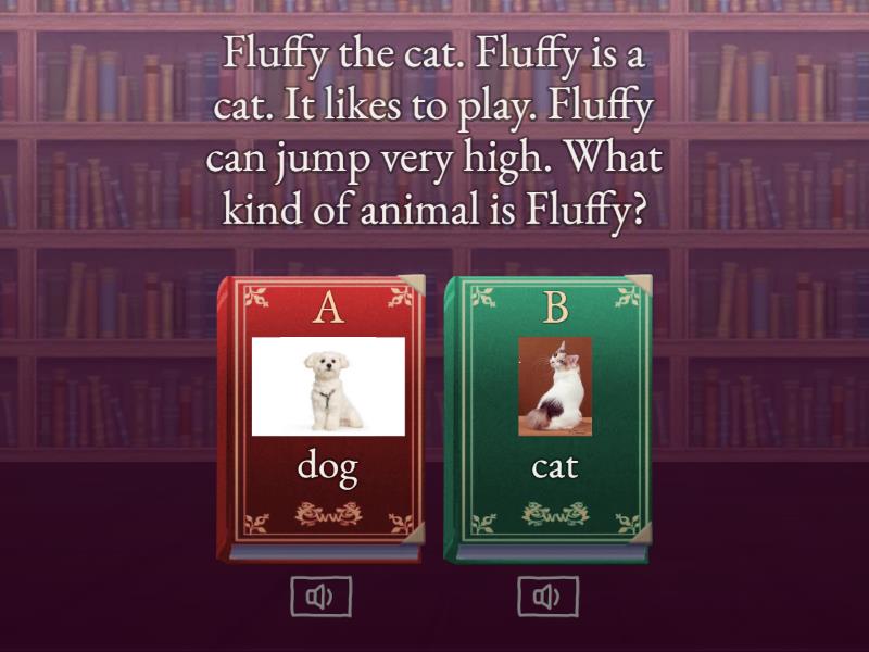 Reading comprehension. Fluffy the Cat. - Questionário