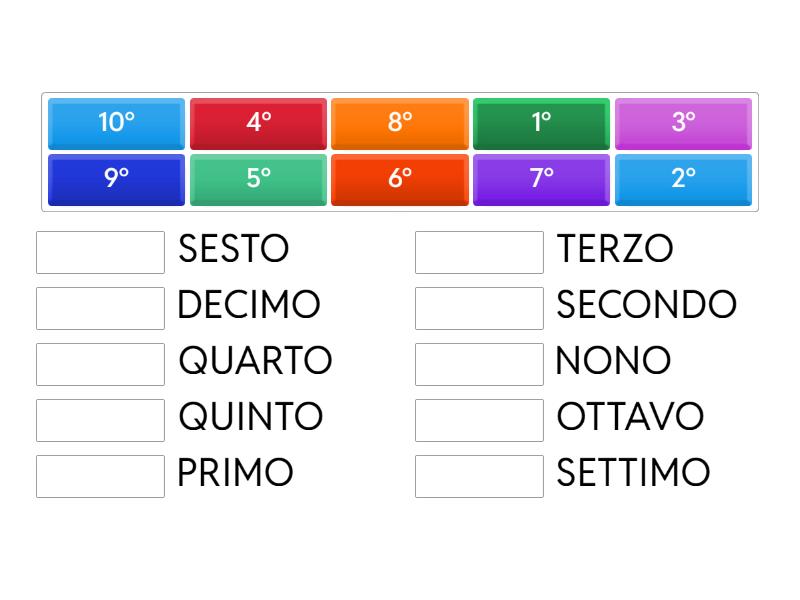NUMERI ORDINALI 2 - Match up