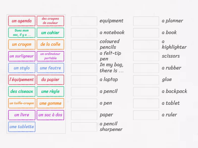 Lesson 3 - Year 8 French - Match up