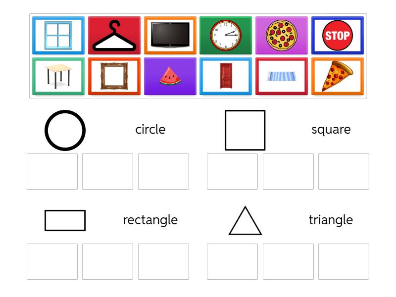 2D shapes circle, square , rectangle and triangle - Group sort