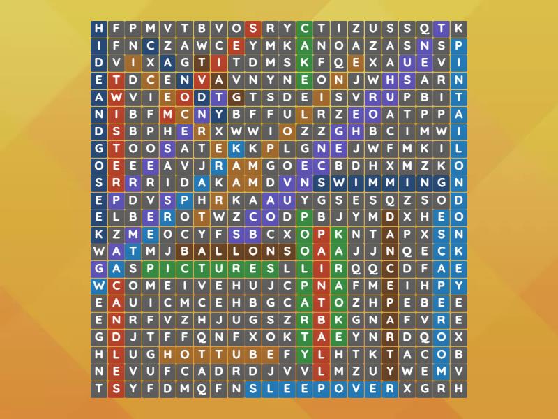 Birthday party - Wordsearch