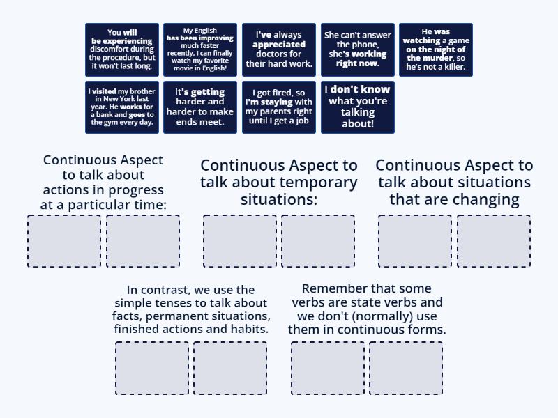 Continuous Aspect, rules - Group sort