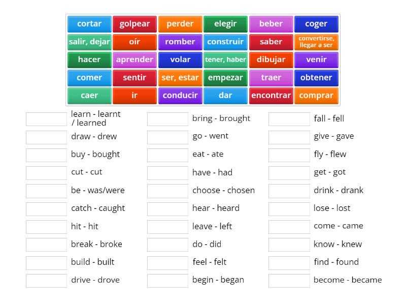 IRREGULAR VERBS - Match up