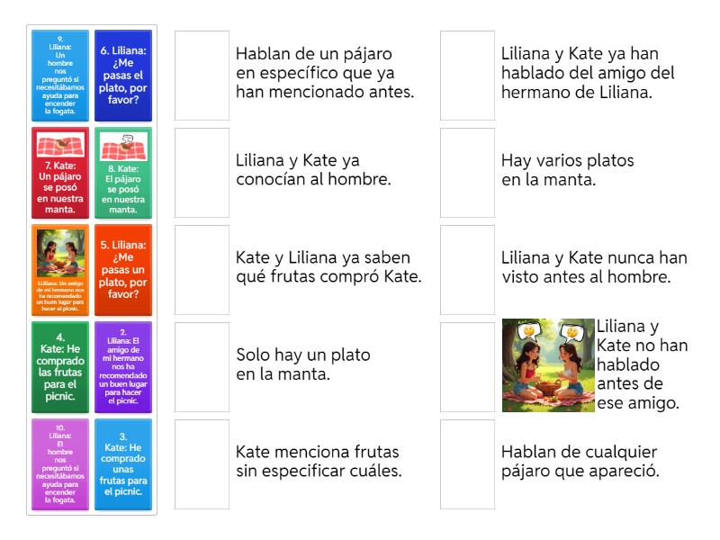 Contraste entre el articulo definido e indefinido - Match up